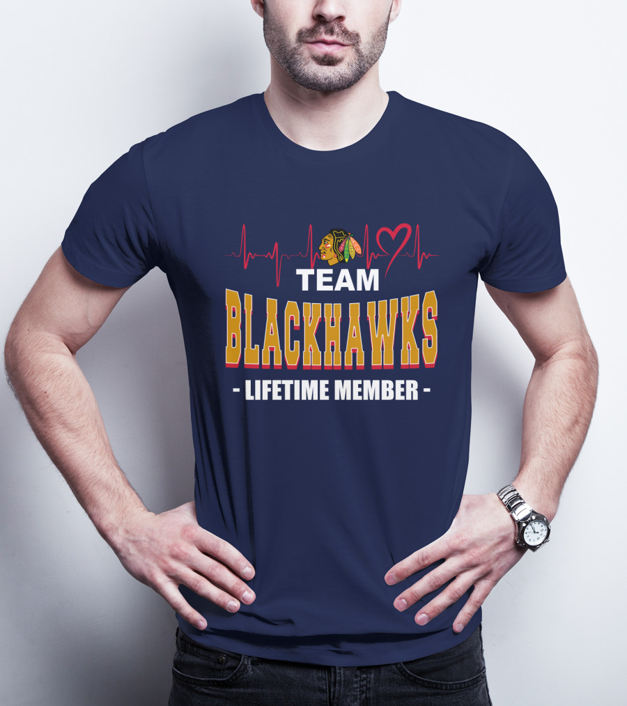 Team Blackhawks Lifetime Member Heartbeat T-Shirt