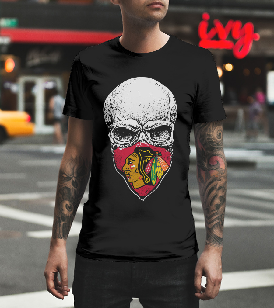 Chicago Blackhawks Skull Mask T-Shirt