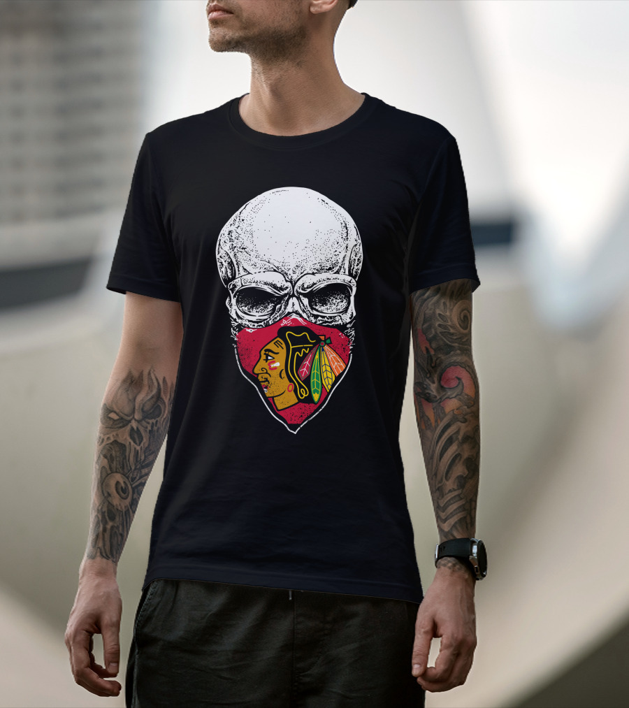 Chicago Blackhawks Skull Mask T-Shirt