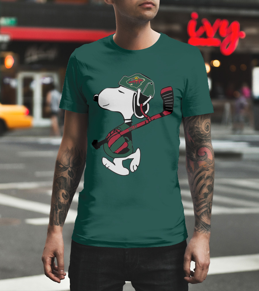 Minnesota Wild Snoopy Hockey T-Shirt