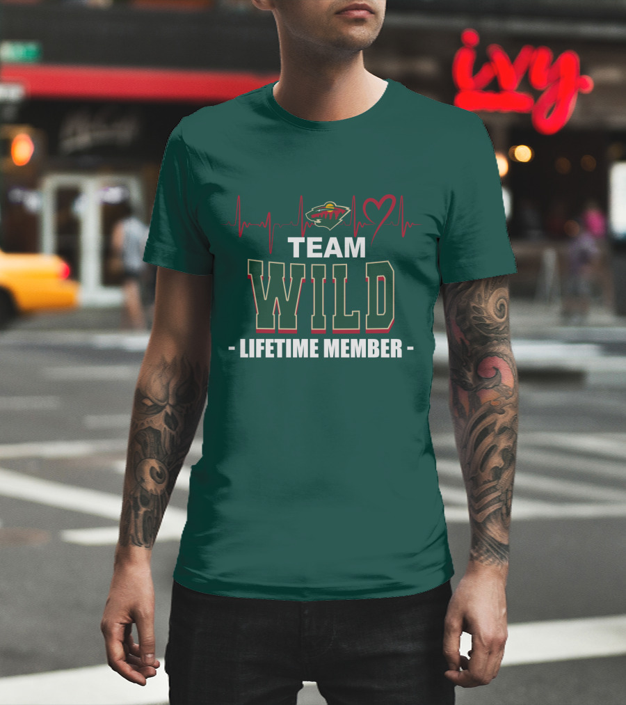 Team Minnesota Wild Lifetime Member Heartbeat T-Shirt