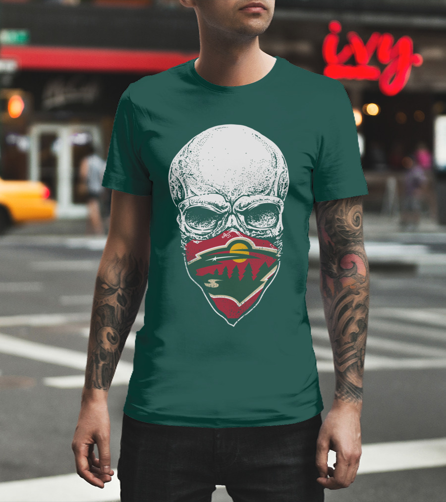 Minnesota Wild Hockey Skull Logo Bandana T-Shirt