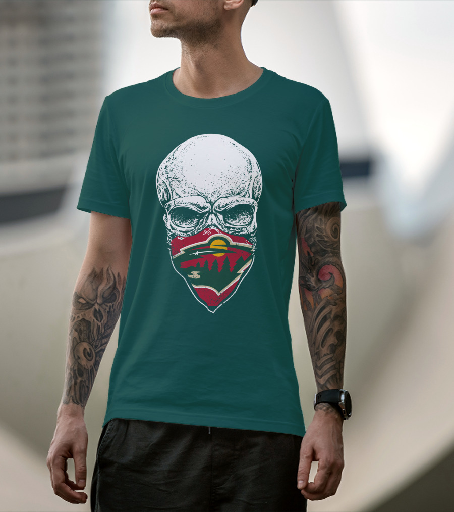 Minnesota Wild Hockey Skull Logo Bandana T-Shirt