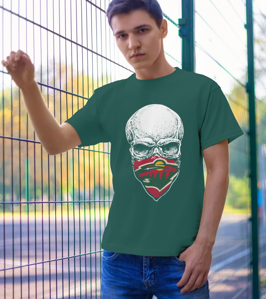 Minnesota Wild Hockey Skull Logo Bandana T-Shirt