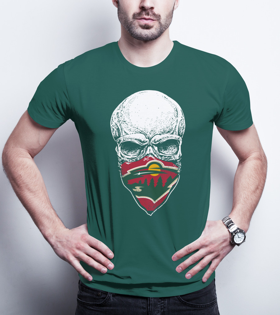 Minnesota Wild Hockey Skull Logo Bandana T-Shirt