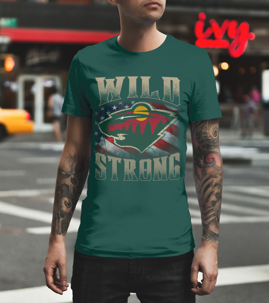 Minnesota Wild Strong American Flag T-Shirt