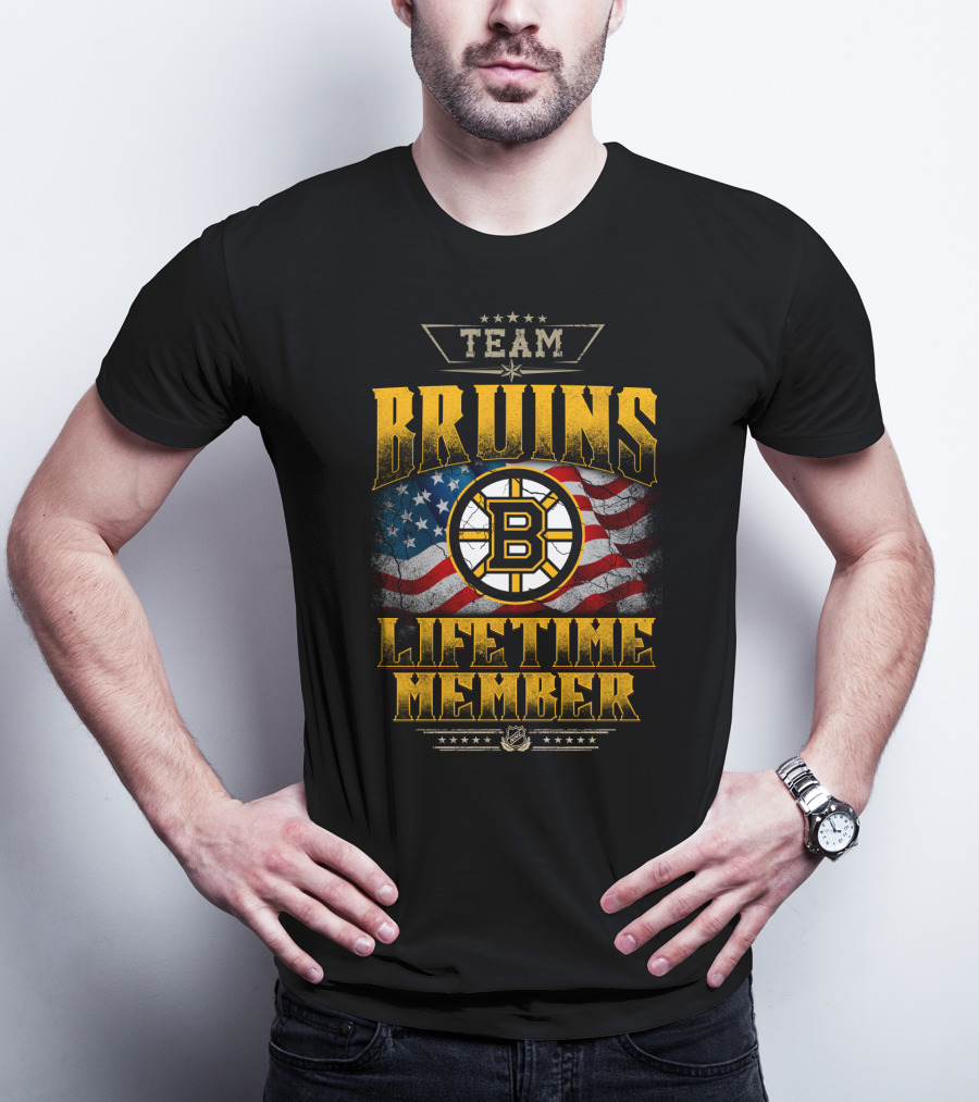 Team Bruins Lifetime Member Boston Bruins Flag T-Shirt