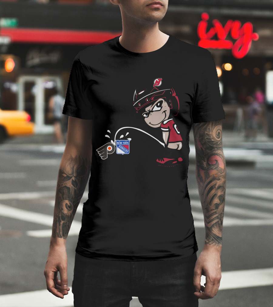 New Jersey Devils Rivalry With Philadelphia Flyers And New York Rangers T-Shirt