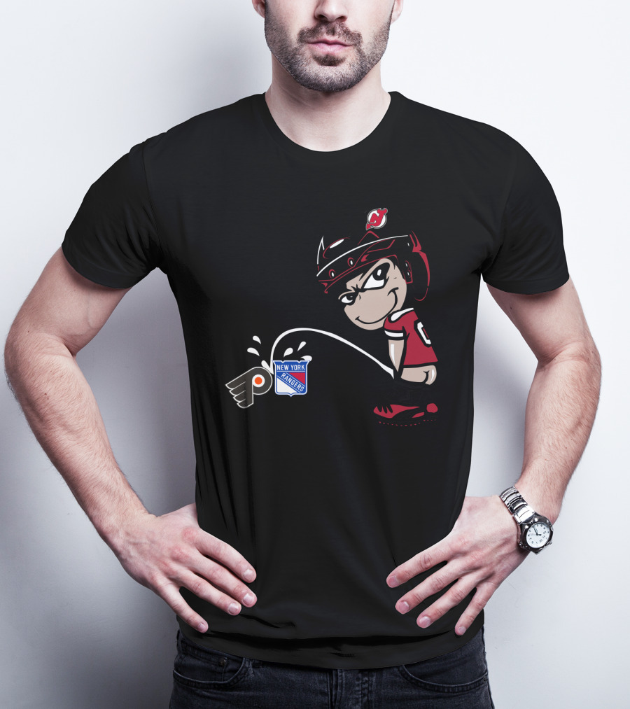 New Jersey Devils Rivalry With Philadelphia Flyers And New York Rangers T-Shirt