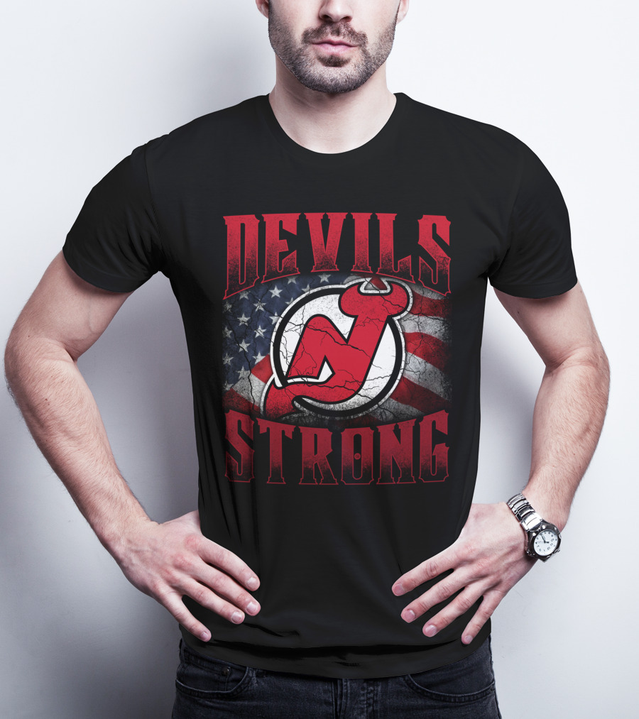 Devils Strong New Jersey Devils American Flag T-Shirt