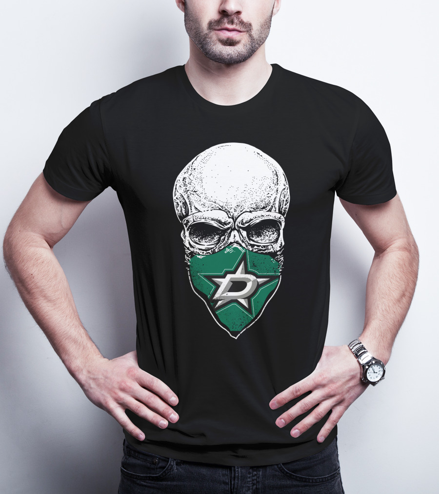 Dallas Stars Logo Over Skull T-Shirt