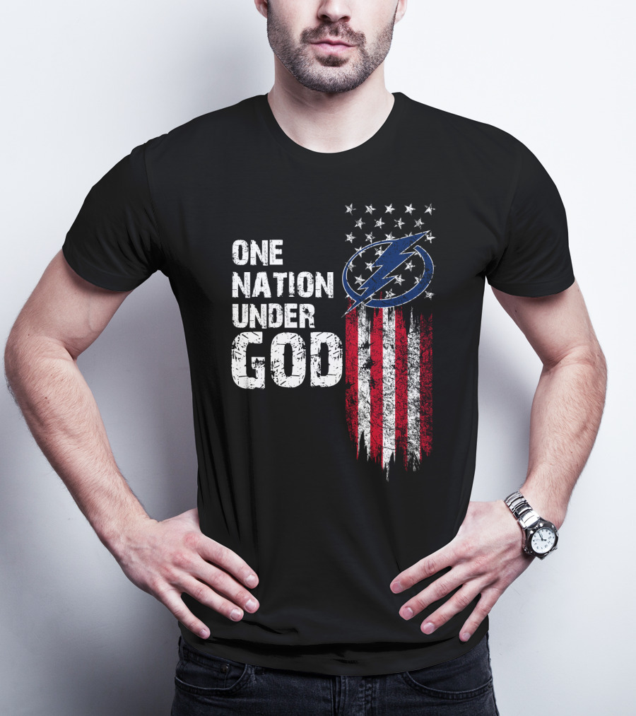One Nation Under God Tampa Bay Lightning Flag T-Shirt