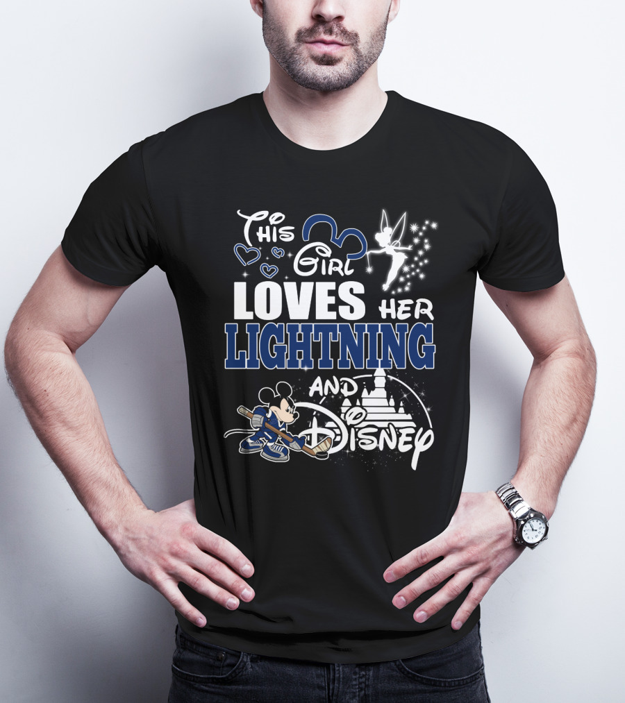 This Girl Loves Her Lightning And Disney With Hockey Mickey And Castle T-Shirt