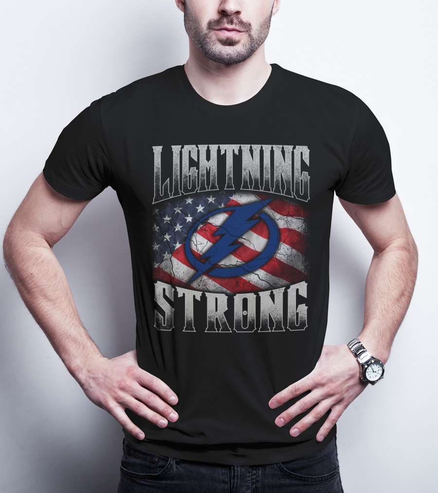Lightning Strong Tampa Bay American Flag T-Shirt