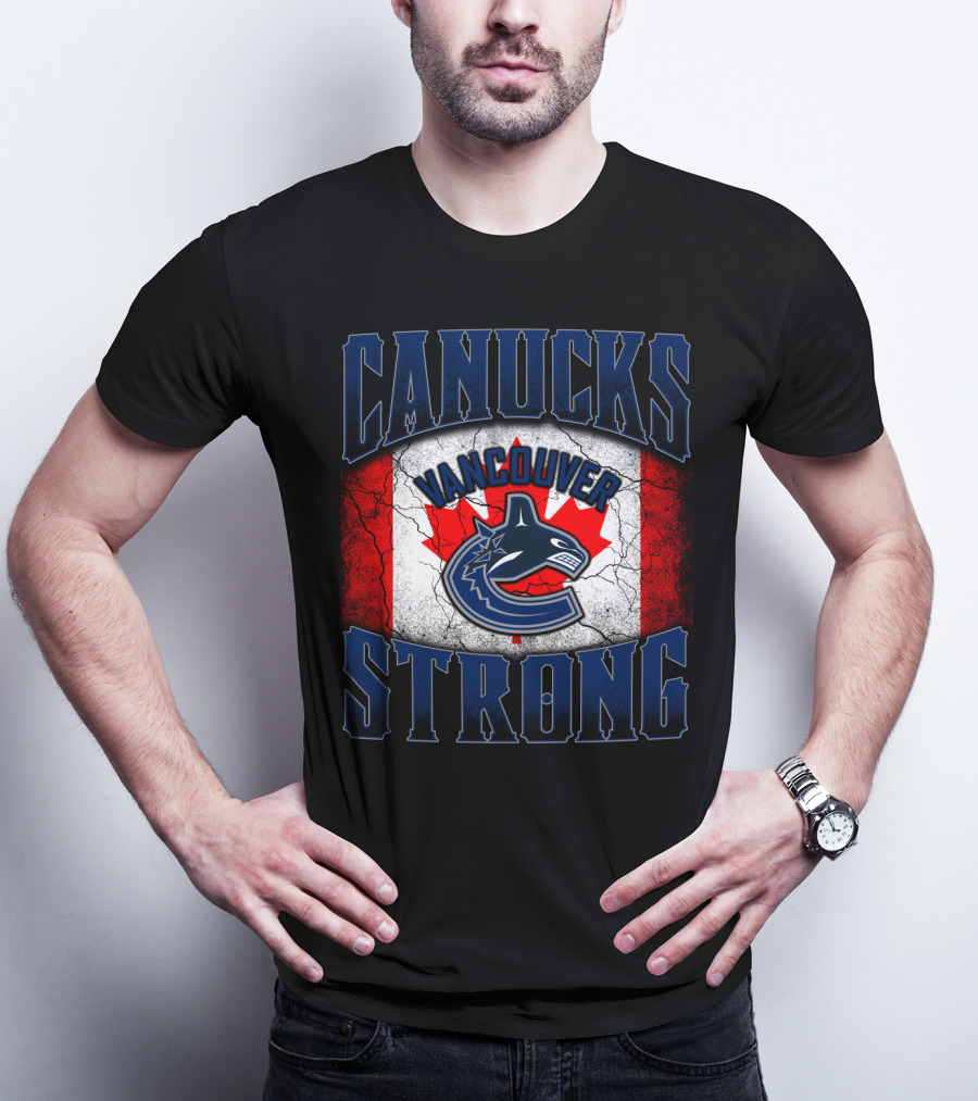 Vancouver Canucks Strong Canadian Flag Hockey T-Shirt