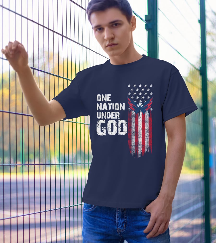 One Nation Under God Washington Capitals American Flag T-Shirt