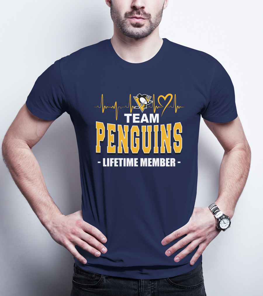Team Penguins Lifetime Member Pittsburgh Penguins Heartbeat T-Shirt