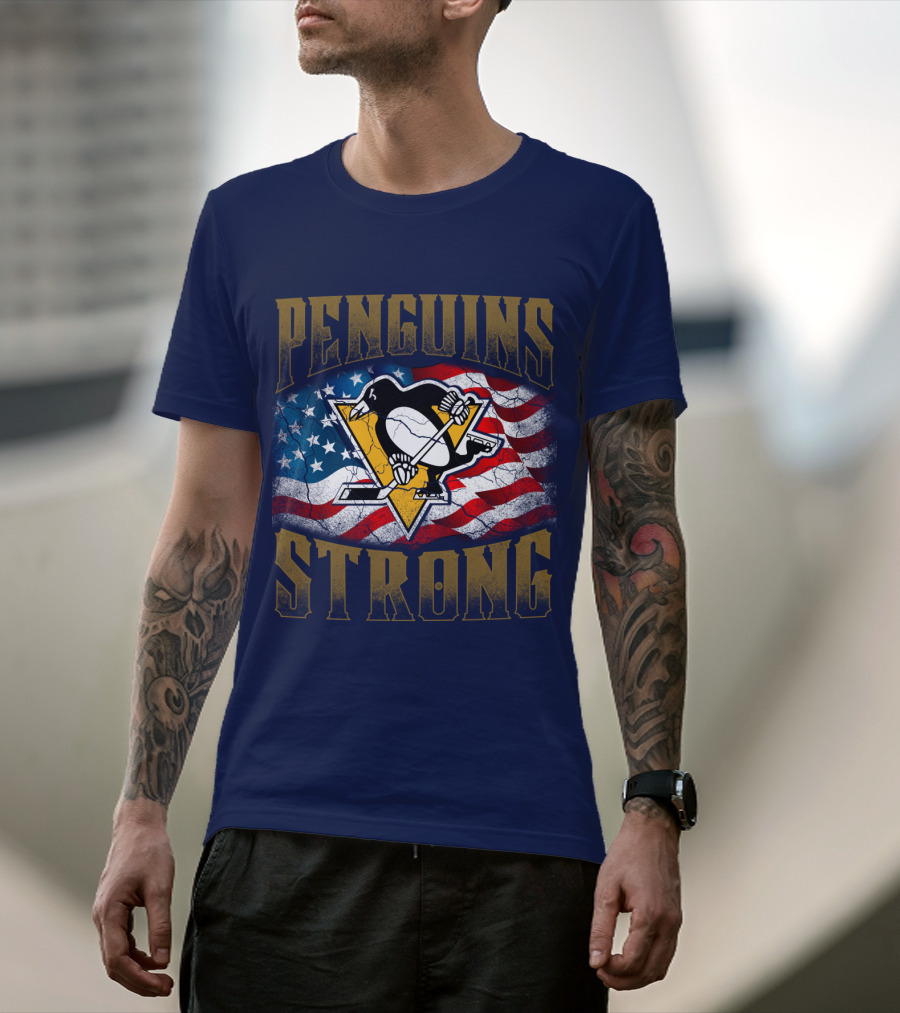 Pittsburgh Penguins Strong American Flag T-Shirt