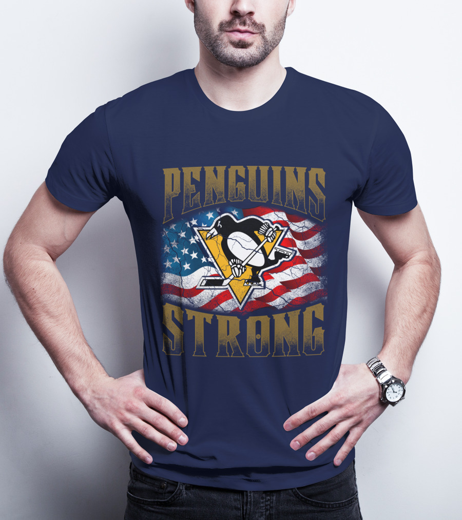 Pittsburgh Penguins Strong American Flag T-Shirt