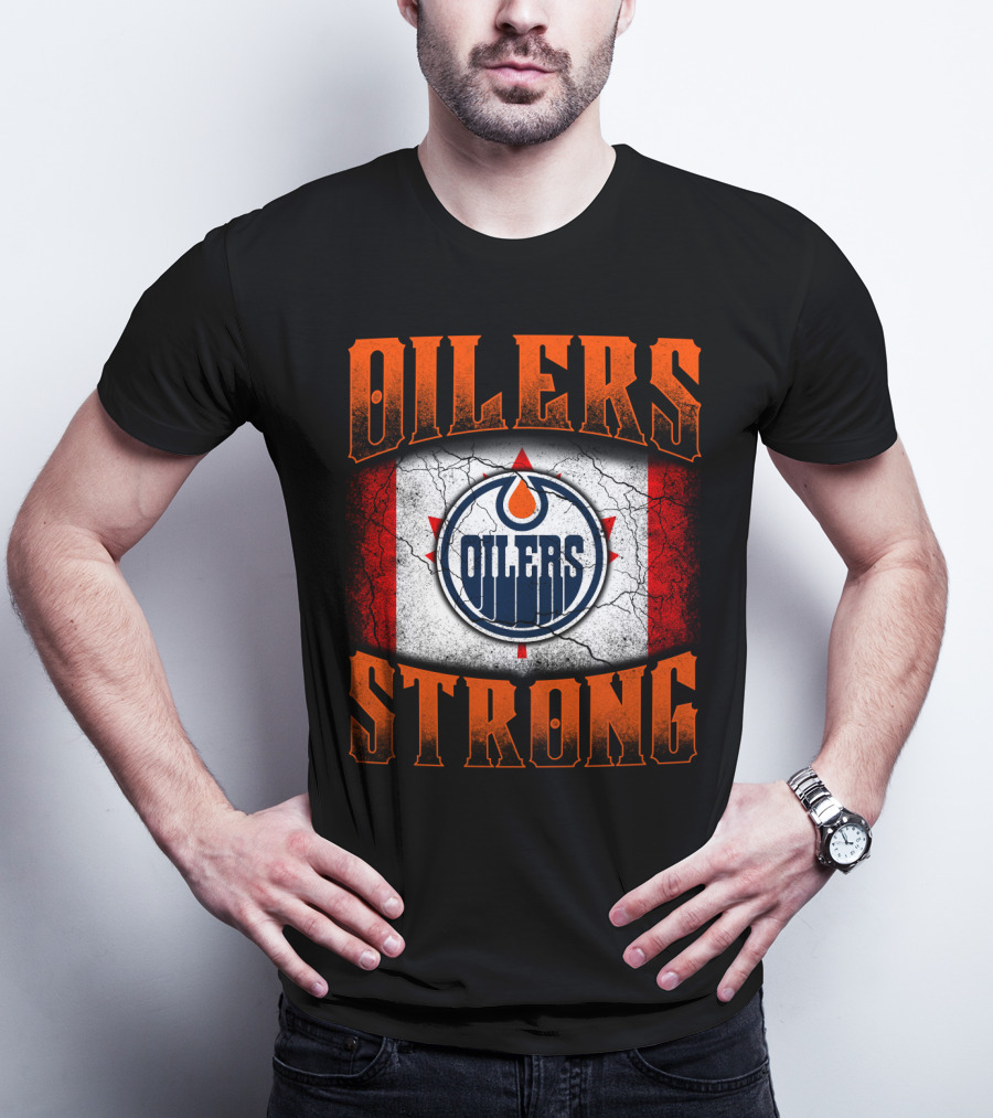 Oilers Strong Edmonton Oilers Canada Flag Logo T-Shirt