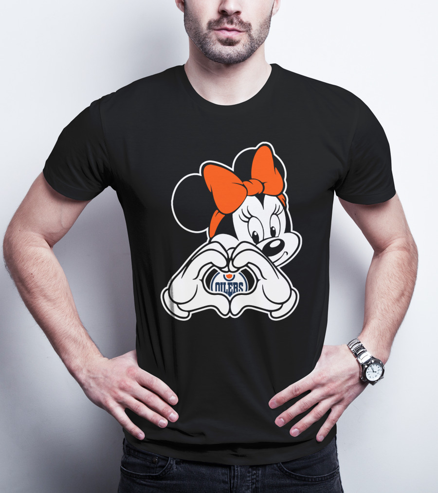 Edmonton Oilers Minnie Mouse Heart Hands T-Shirt