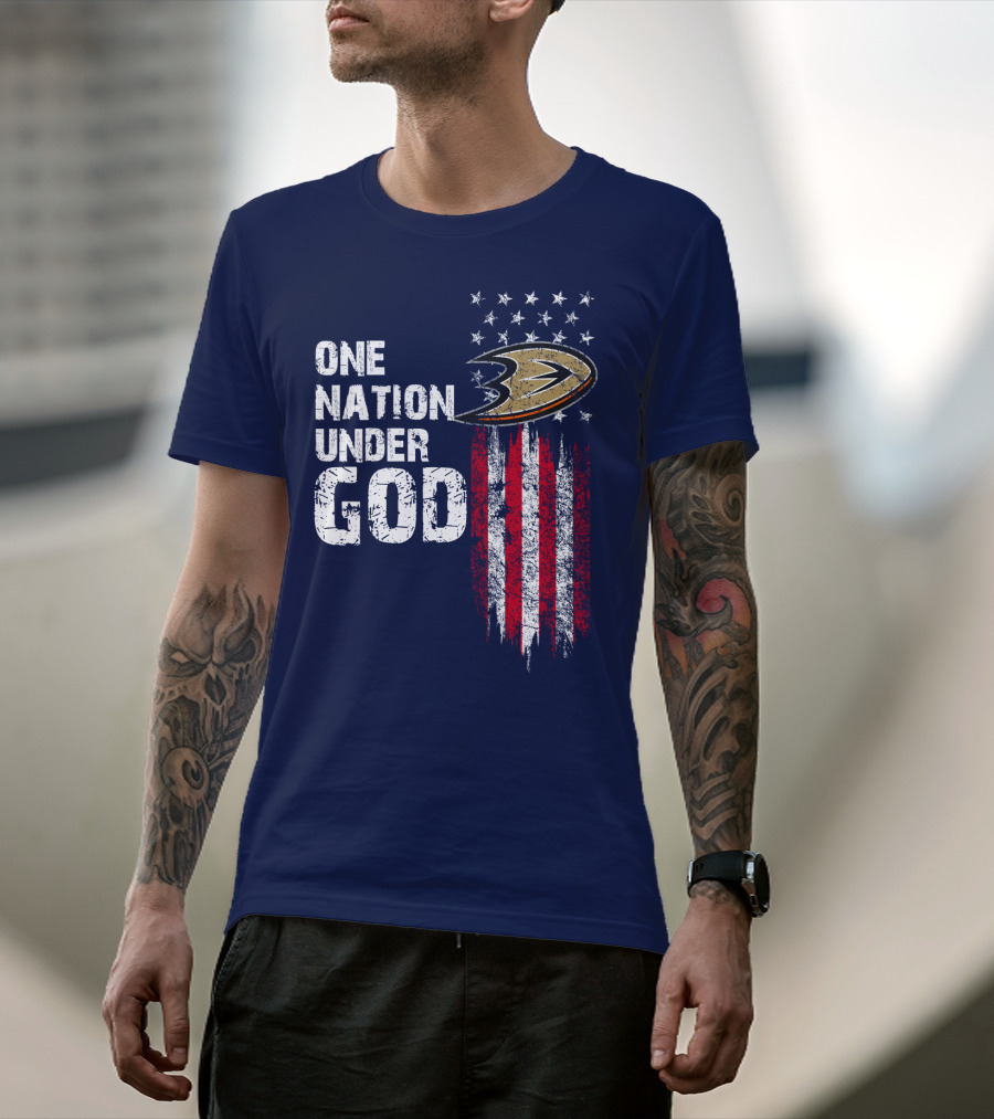 One Nation Under God Anaheim Ducks Stars And Stripes T-Shirt