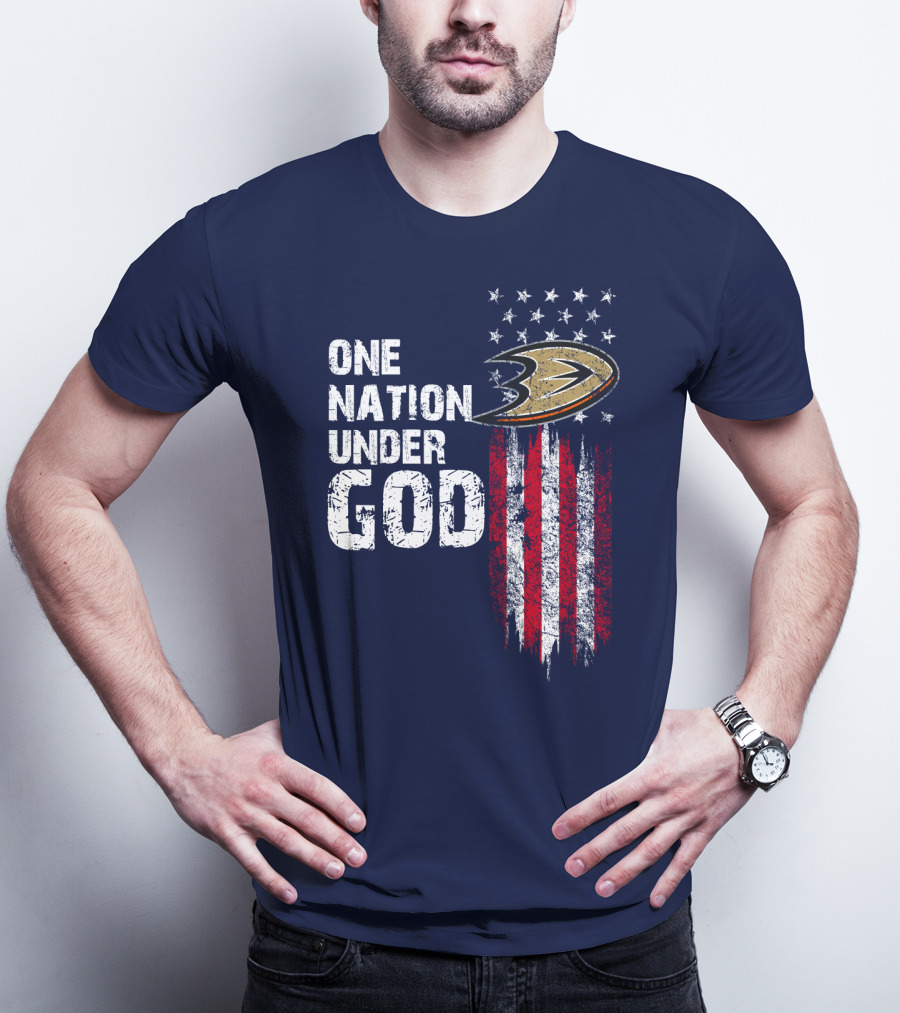 One Nation Under God Anaheim Ducks Stars And Stripes T-Shirt
