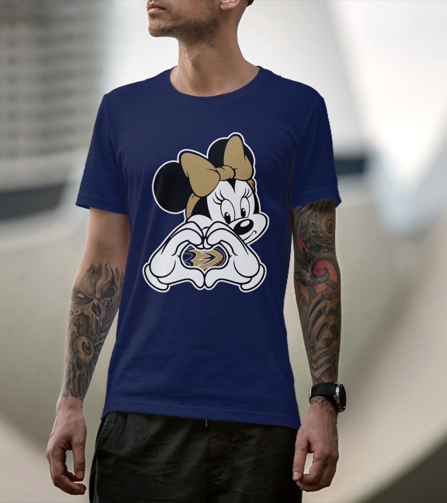 Anaheim Ducks Minnie Mouse Heart Hands T-Shirt