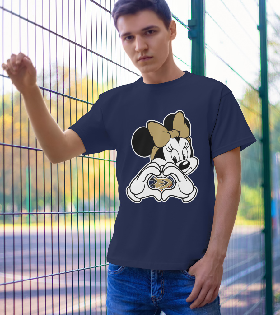 Anaheim Ducks Minnie Mouse Heart Hands T-Shirt
