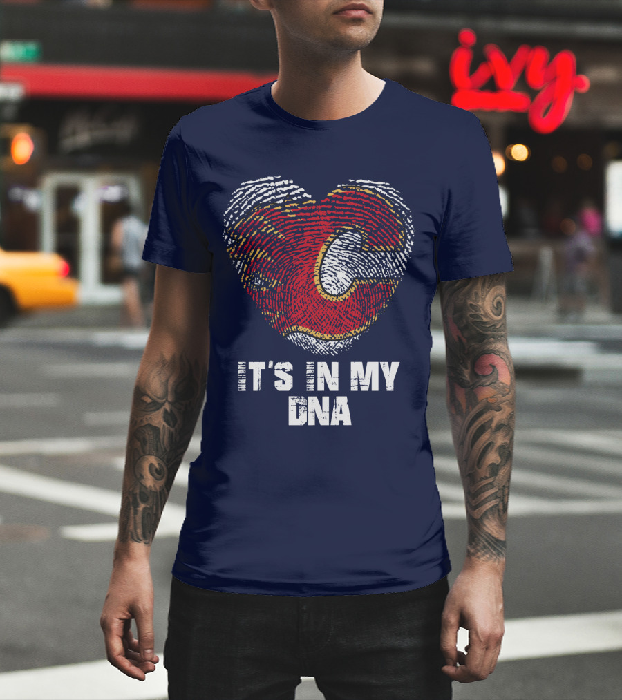 Calgary Flames Heart It's In My Dna Fingerprint T-Shirt