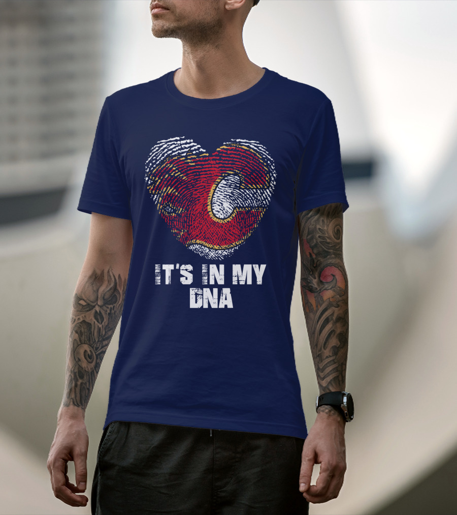Calgary Flames Heart It's In My Dna Fingerprint T-Shirt