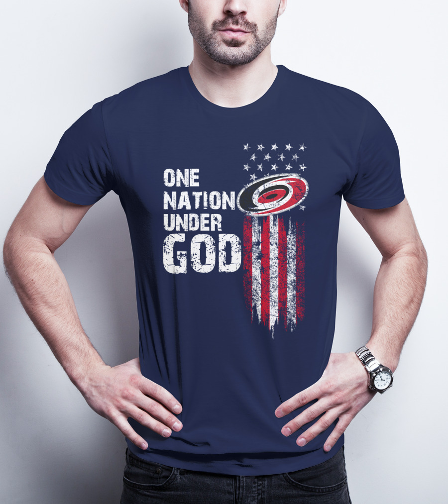 One Nation Under God Carolina Hurricanes Flag Stars T-Shirt
