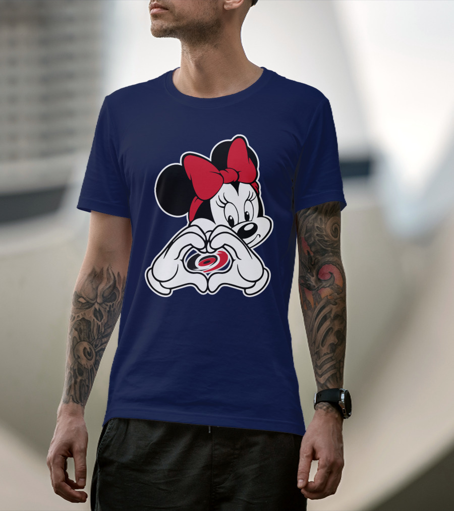 Minnie Mouse Carolina Hurricanes Heart Hands T-Shirt