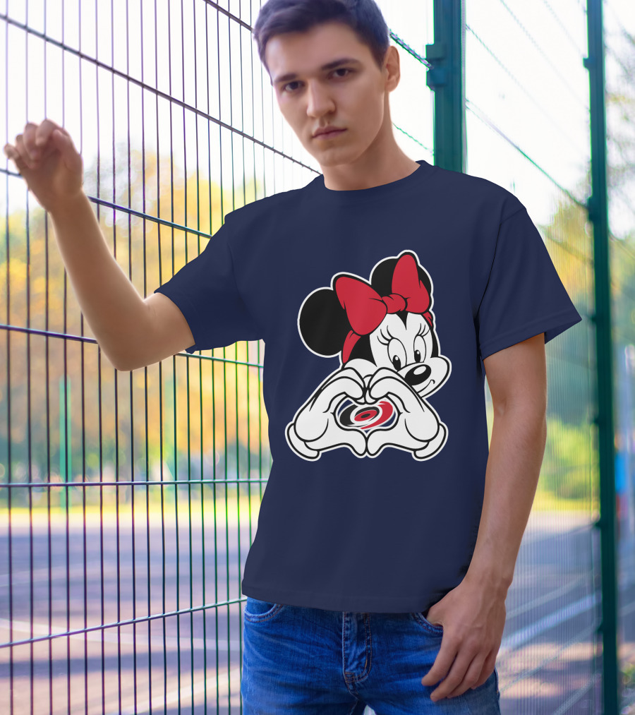 Minnie Mouse Carolina Hurricanes Heart Hands T-Shirt