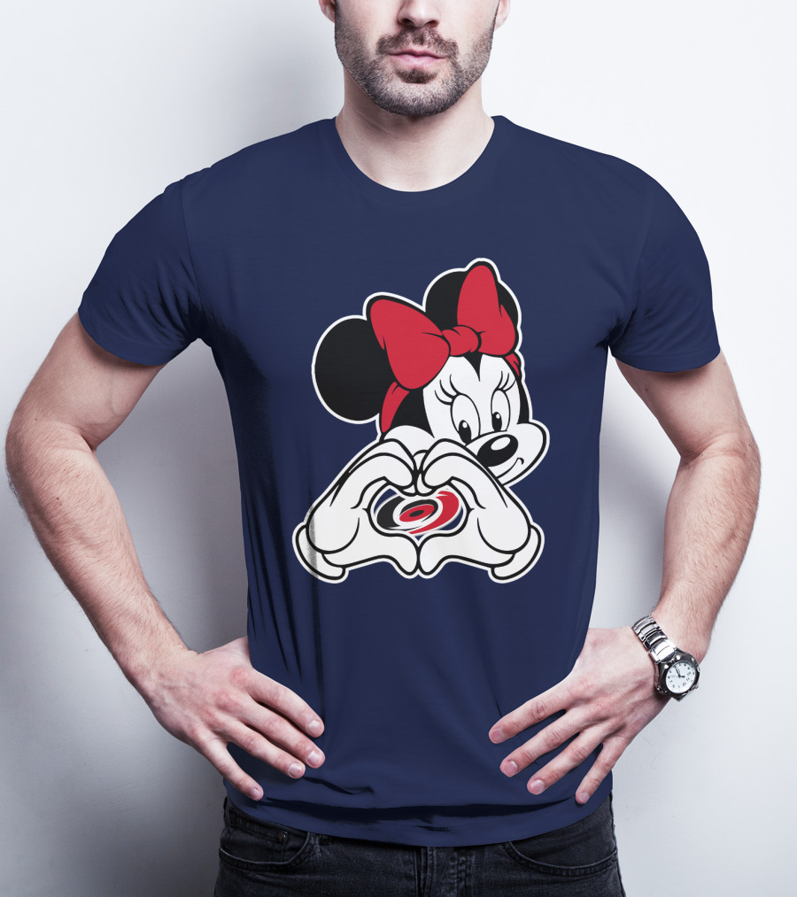 Minnie Mouse Carolina Hurricanes Heart Hands T-Shirt