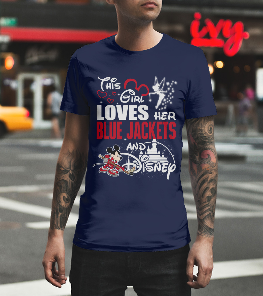 This Girl Loves Her Blue Jackets And Disney T-Shirt