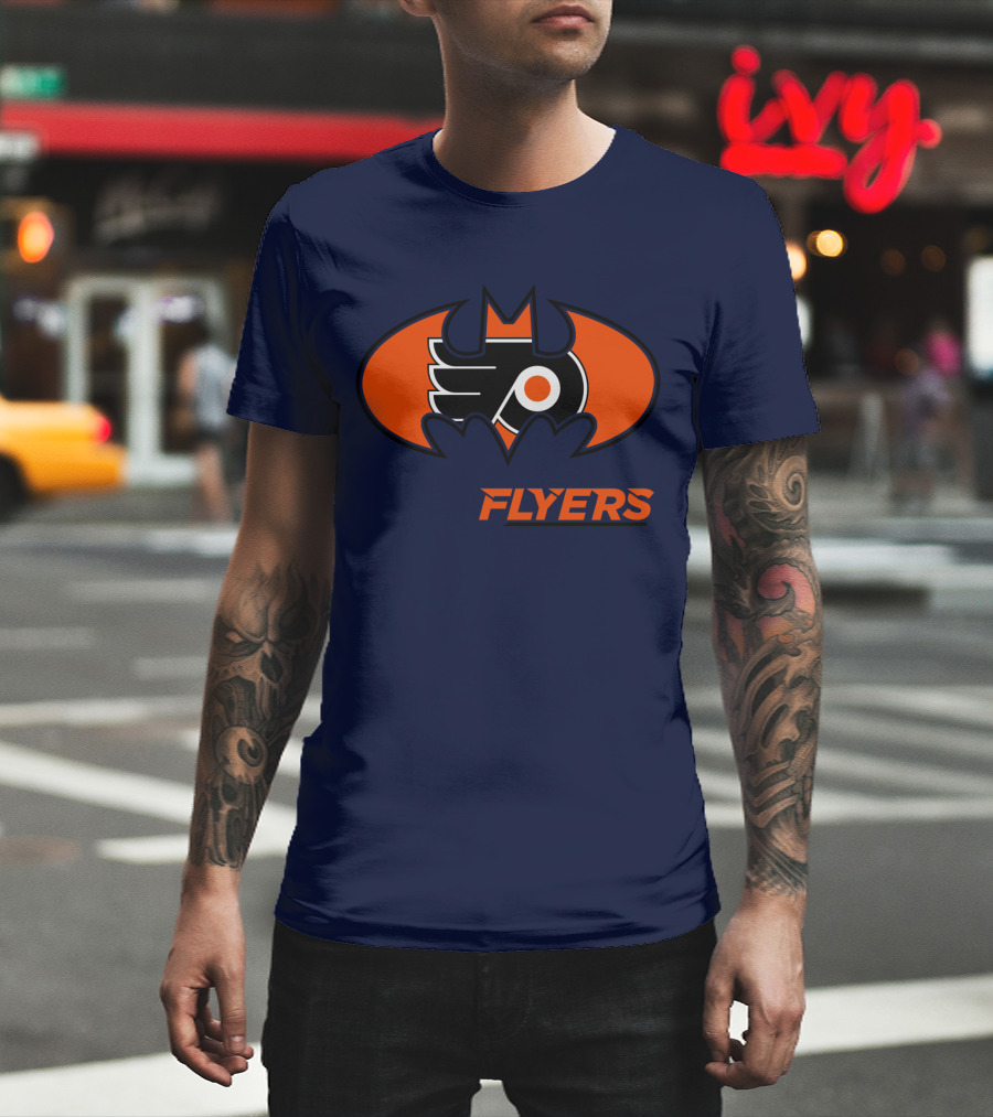 Philadelphia Flyers Batman Logo Crossover T-Shirt
