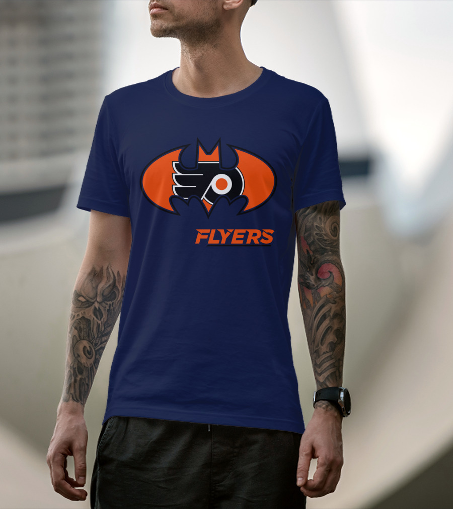 Philadelphia Flyers Batman Logo Crossover T-Shirt