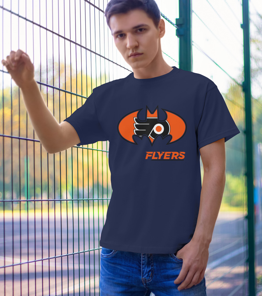 Philadelphia Flyers Batman Logo Crossover T-Shirt