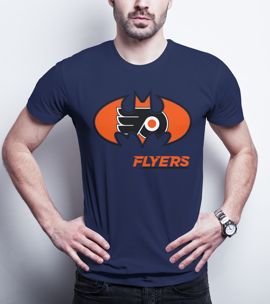Philadelphia Flyers Batman Logo Crossover T-Shirt
