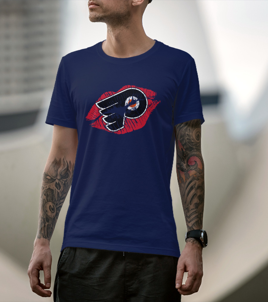 Philadelphia Flyers Logo With Red Lips T-Shirt
