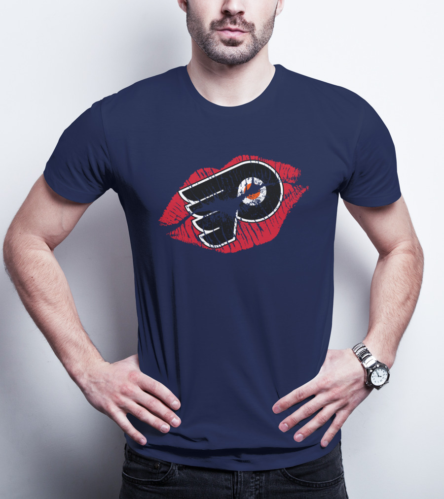 Philadelphia Flyers Logo With Red Lips T-Shirt