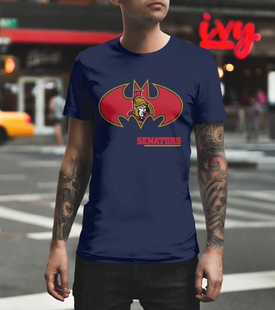 Senators Bat Symbol With Ottawa Senators T-Shirt