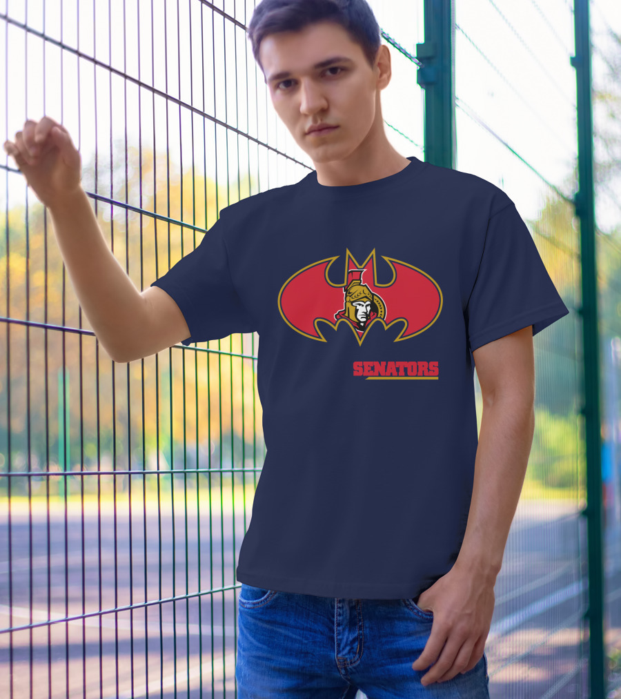 Senators Bat Symbol With Ottawa Senators T-Shirt