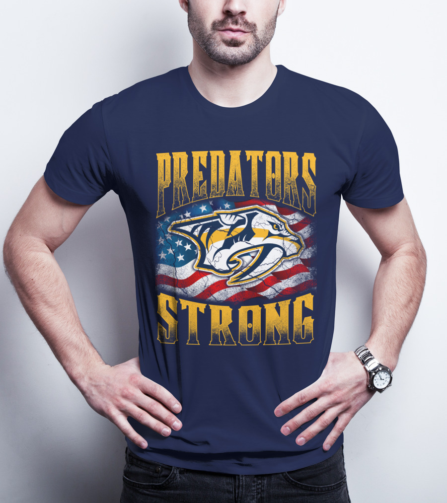 Predators Strong American Flag Nashville Predators T-Shirt