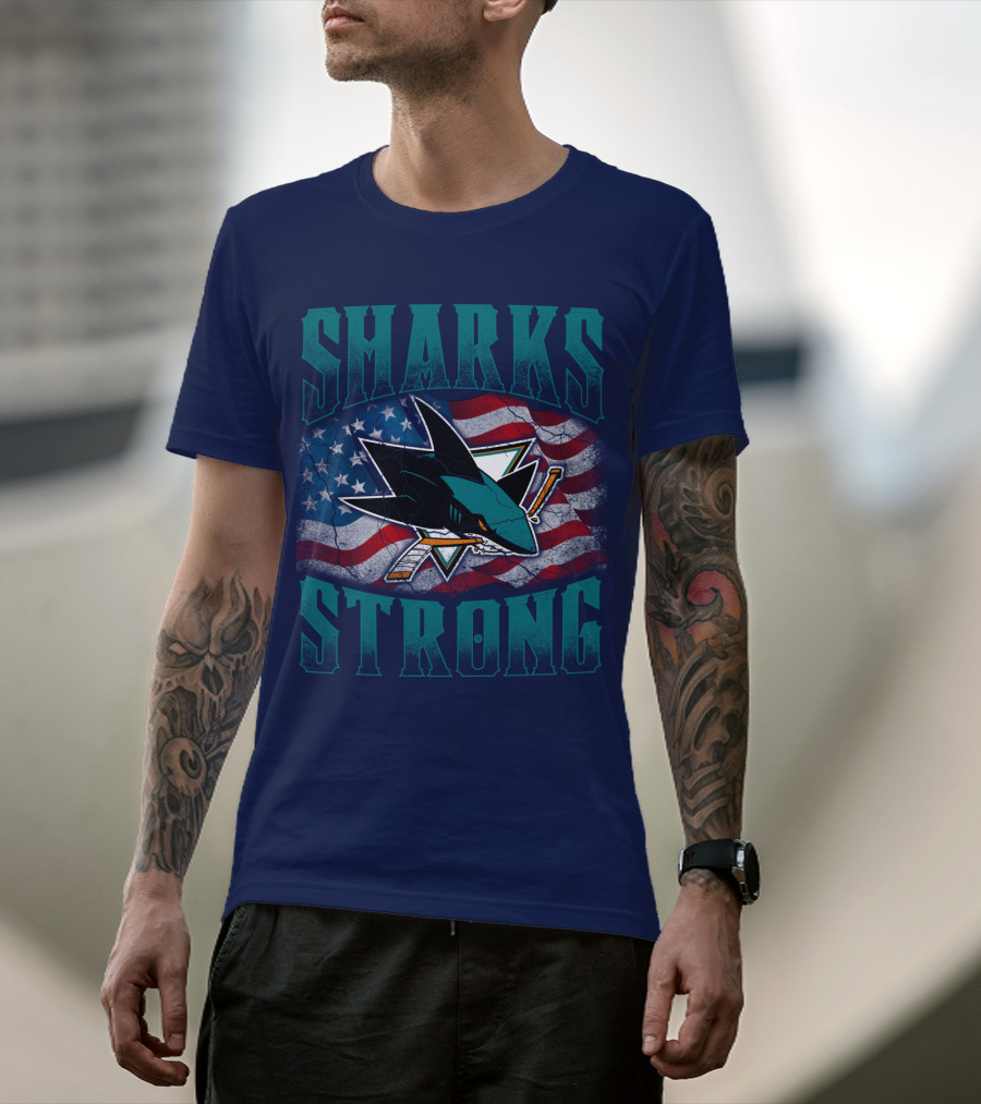 Sharks Strong American Flag San Jose Sharks T-Shirt