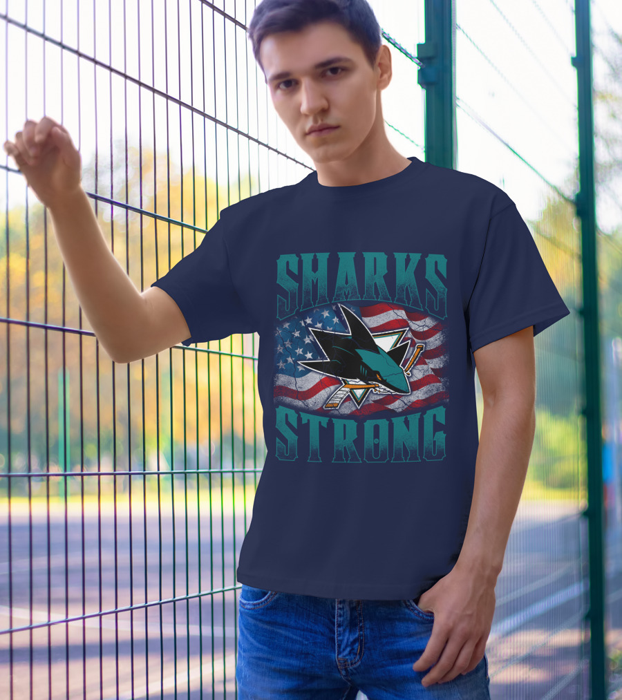 Sharks Strong American Flag San Jose Sharks T-Shirt