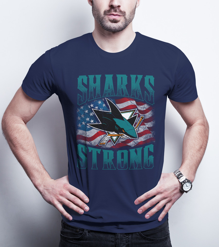 Sharks Strong American Flag San Jose Sharks T-Shirt