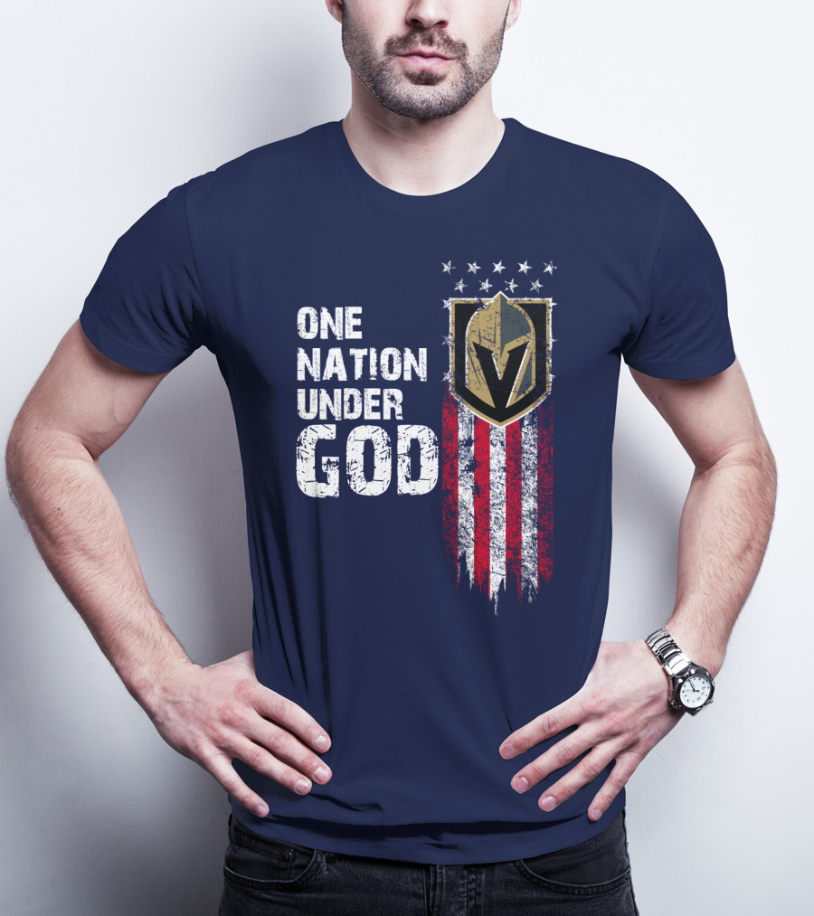 One Nation Under God Vegas Golden Knights Logo Stars And Stripes T-Shirt