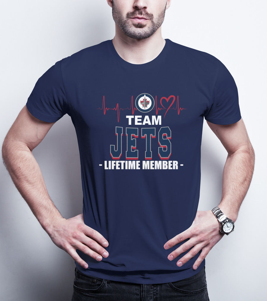Team Jets Lifetime Member Winnipeg Jets Heartbeat T-Shirt